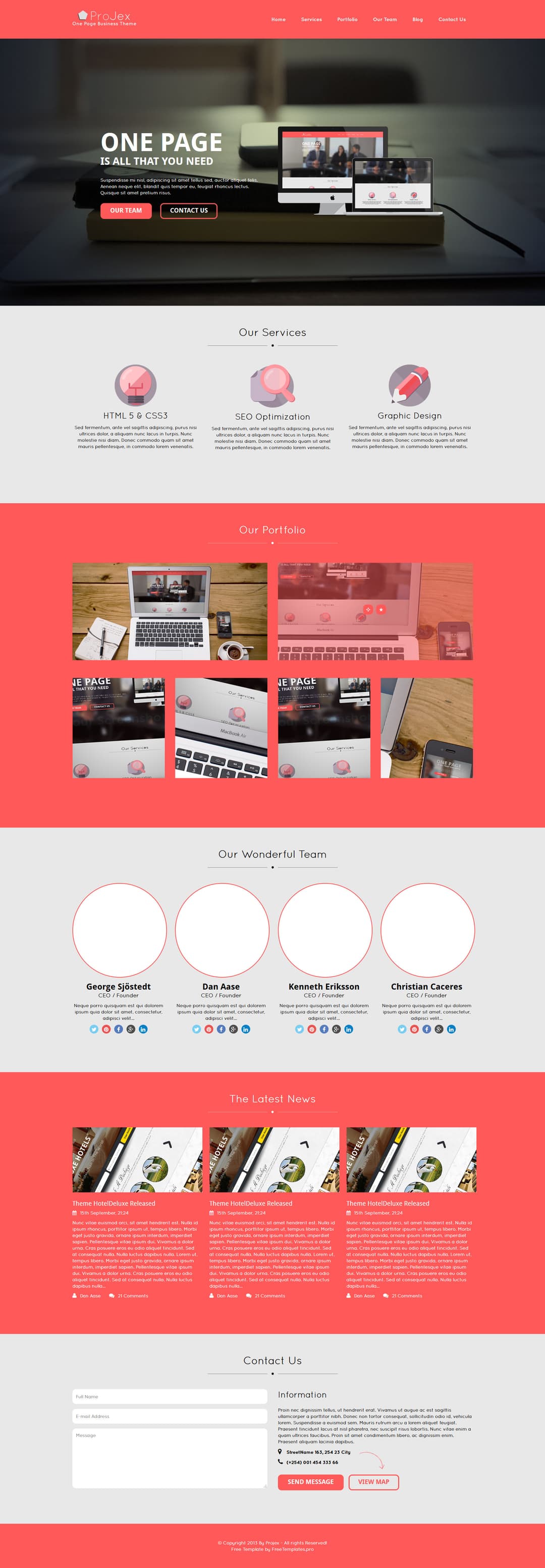 ProJex Website One Page Business HTML Template | Free HTML5 Templates