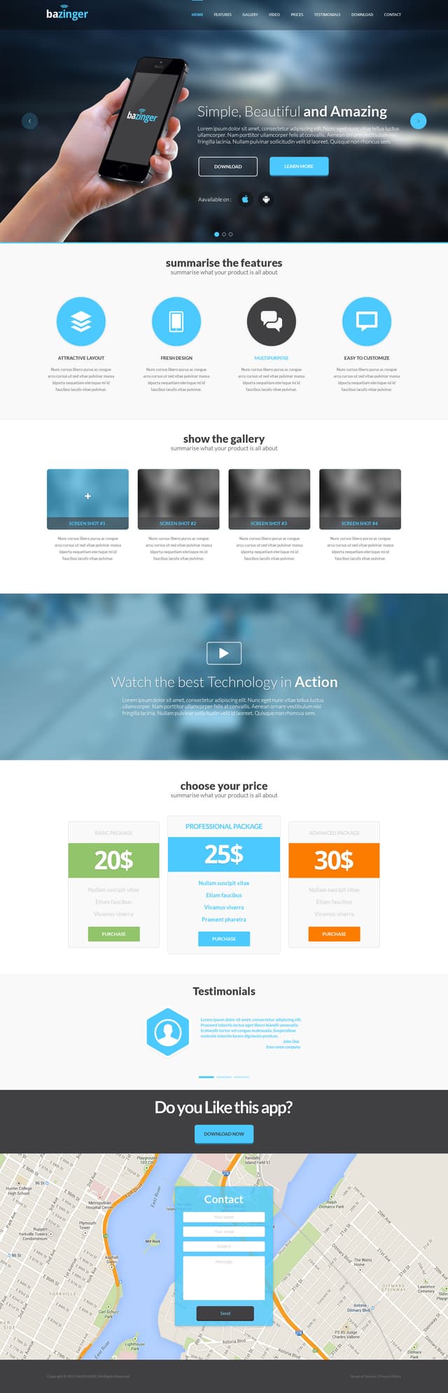 Bazinger Landing Page - Free HTML Template | Free HTML5 Templates