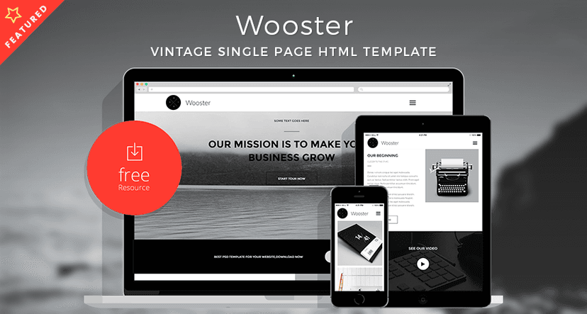 Wooster - Vintage Single Page HTML Template | Free HTML5 Templates