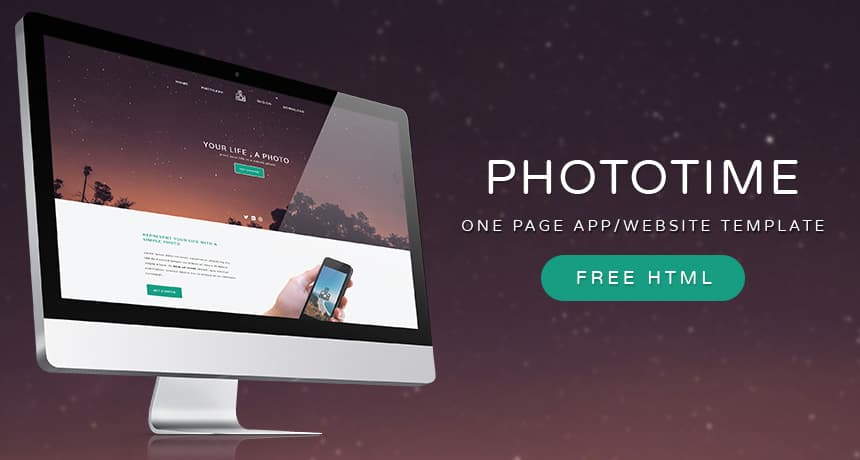 Phototime One Page App/Website Template | Free HTML5 Templates